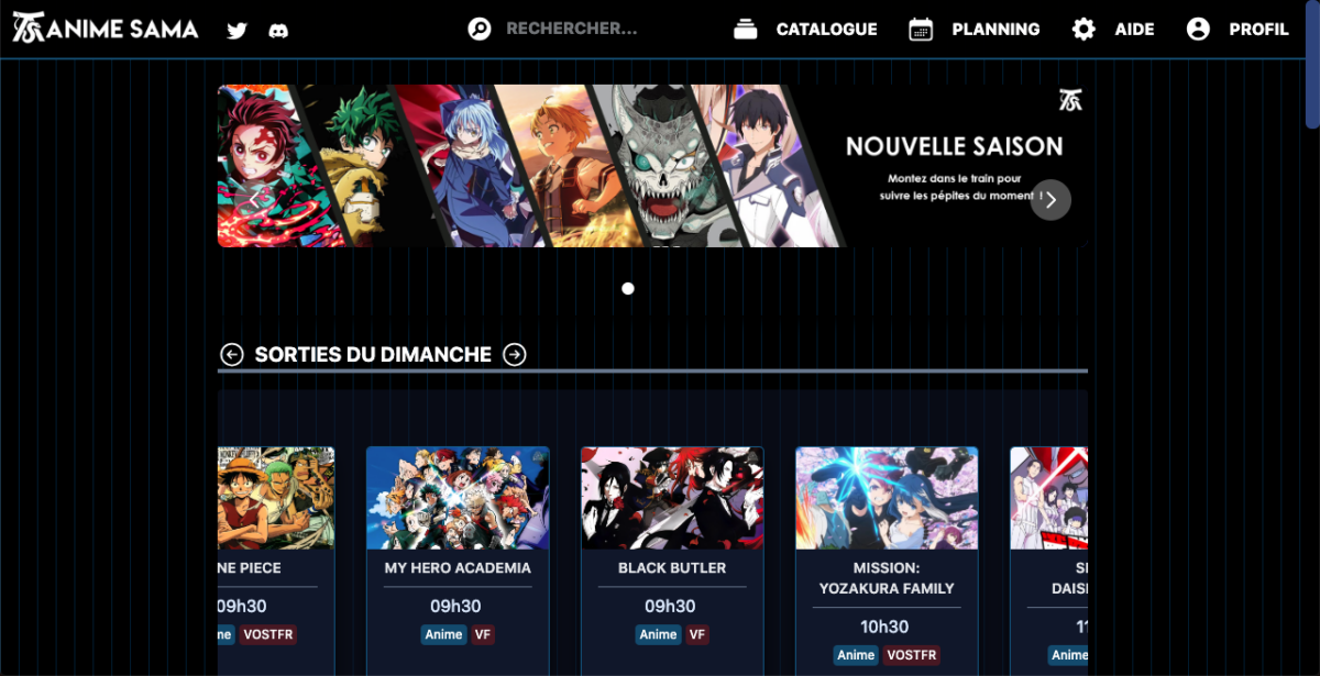 La nouvelle adresse d'Anime Sama, le site de manga et animés